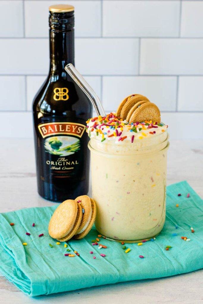 Boozy Birthday Cake Adult Milkshake with Baileys - Coastal Wandering