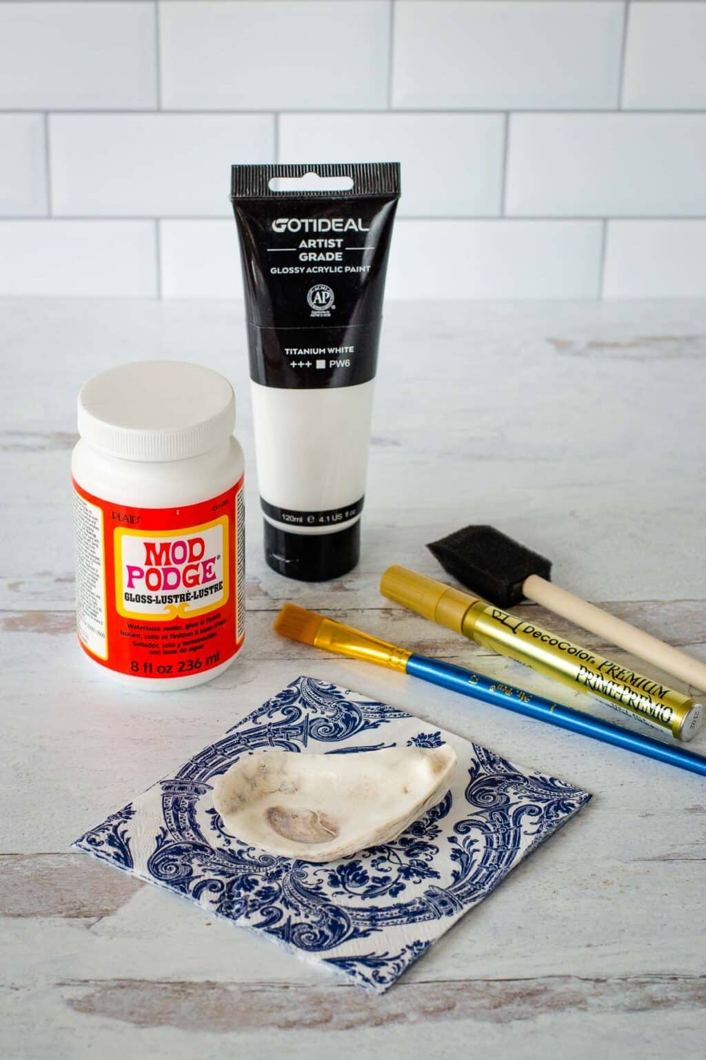 How To Decoupage Oyster Shells With Napkins - Coastal Wandering